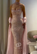 Blushing Pink Sleeveless Strapless Beads Sheath Prom Dress – GUIUU